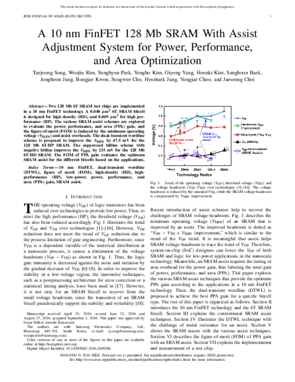(PDF) A 10 nm FinFET 128 Mb SRAM With Assist Adjustment System for ...