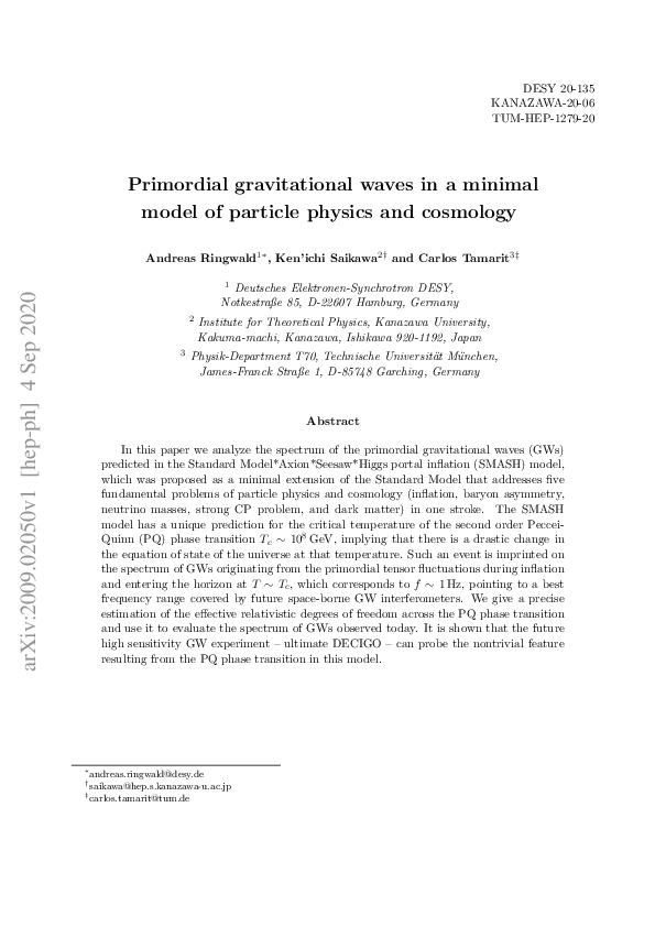 (PDF) Primordial Gravitational Waves in SMASH Model