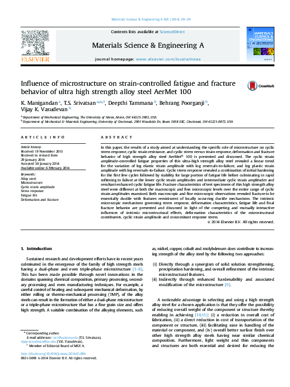 (PDF) Influence of microstructure on strain-controlled fatigue and ...