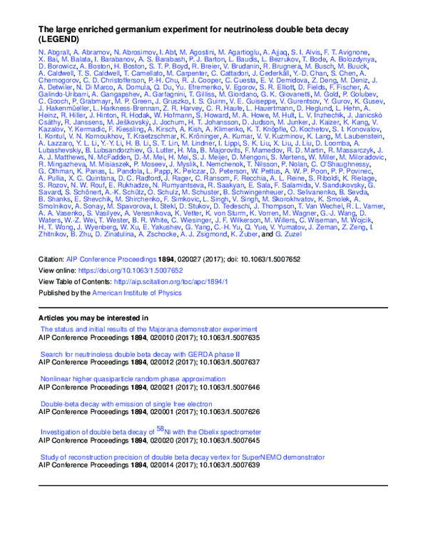 (PDF) The large enriched germanium experiment for neutrinoless double ...