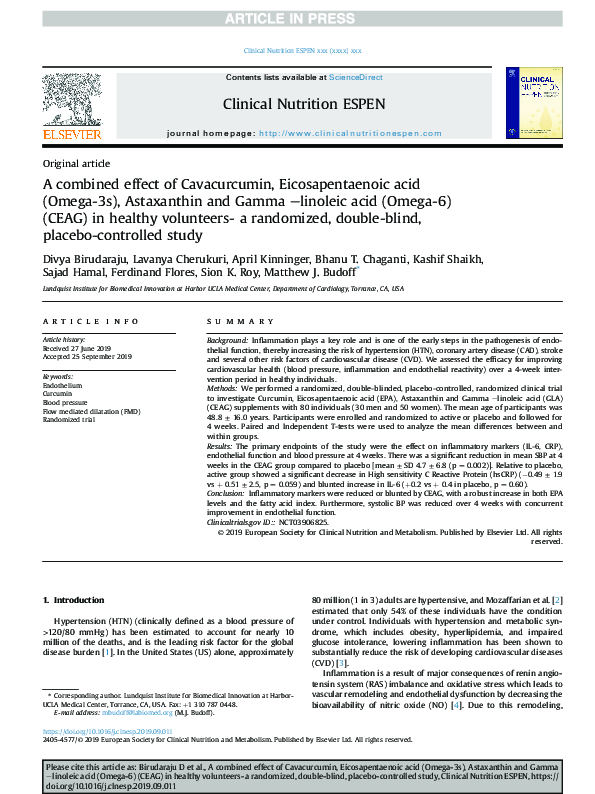 (PDF) A combined effect of Cavacurcumin, Eicosapentaenoic acid (Omega ...