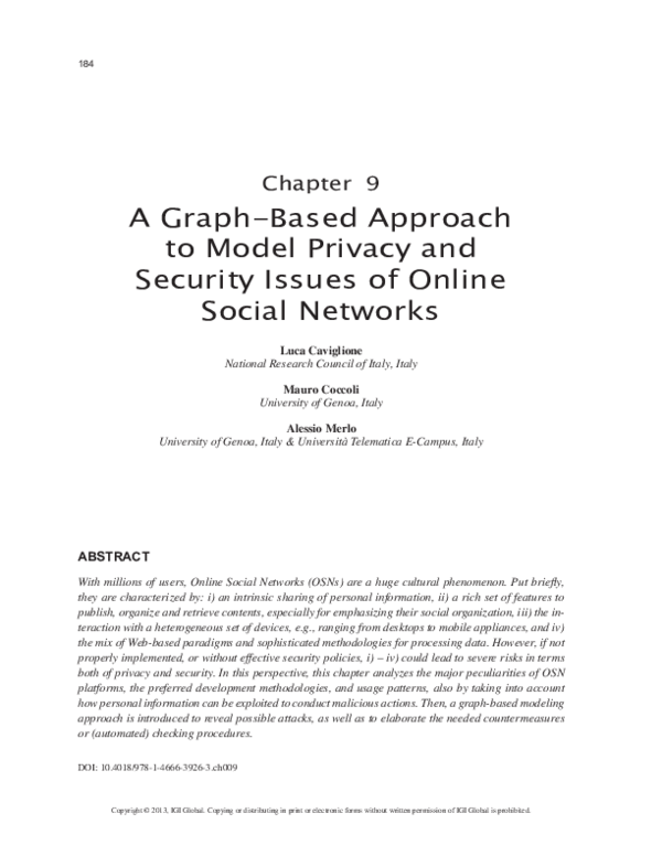 (PDF) A Graph-Based Approach to Model Privacy and Security Issues of ...