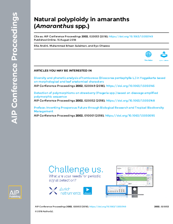 (PDF) Natural polyploidy in amaranths (Amaranthus spp.)