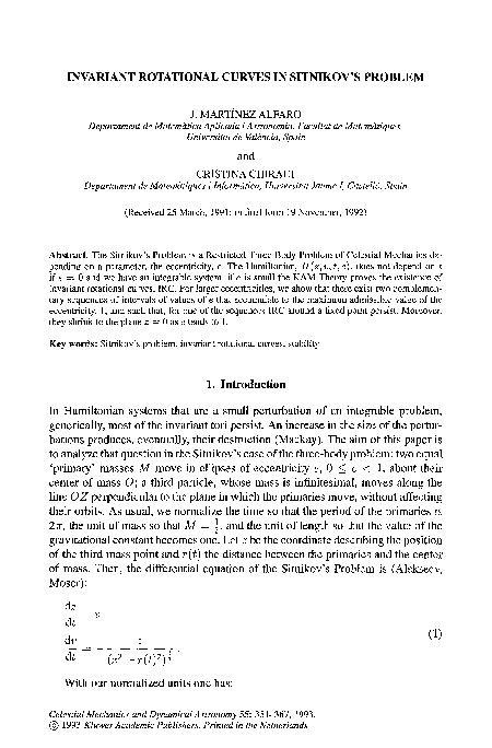 (PDF) Invariant rotational curves in Sitnikov's Problem