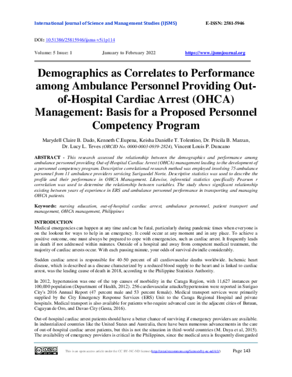 (PDF) Demographics as Correlates to Performance among Ambulance ...