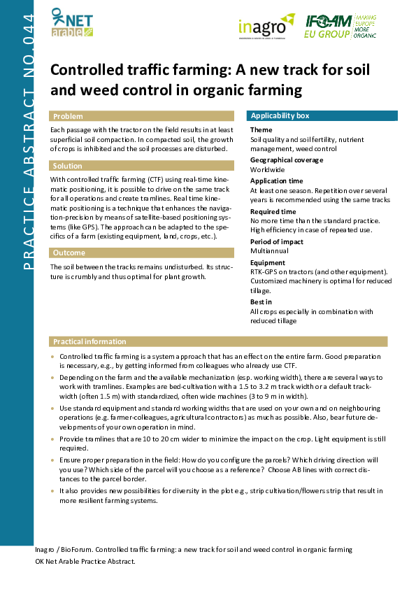 (PDF) Controlled traffic farming: A new track for soil and weed control ...