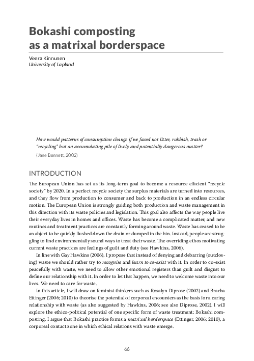 (PDF) Bokashi composting as a matrixal borderspace