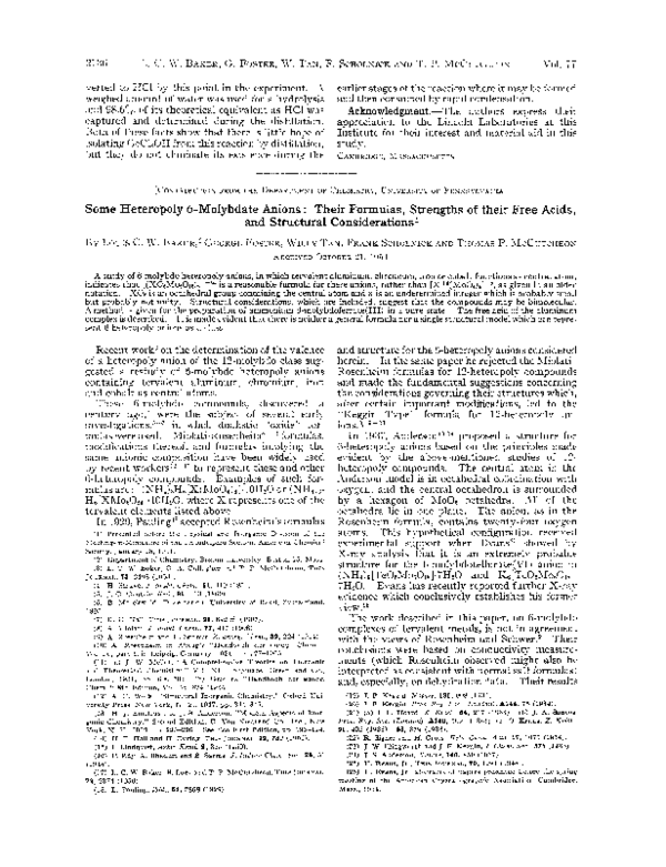 (PDF) Some Heteropoly 6-Molybdate Anions: Their Formulas, Strengths of ...