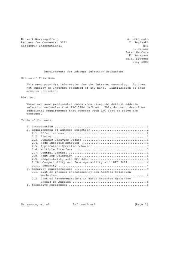 (PDF) Network Working Group A. Matsumoto