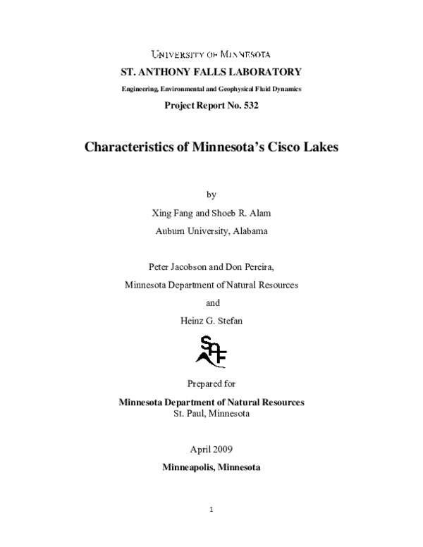 (PDF) Characteristics of Minnesota's Cisco Lakes