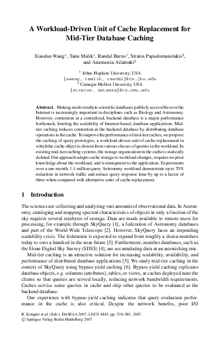(PDF) A workload-driven unit of cache replacement for mid-tier database caching