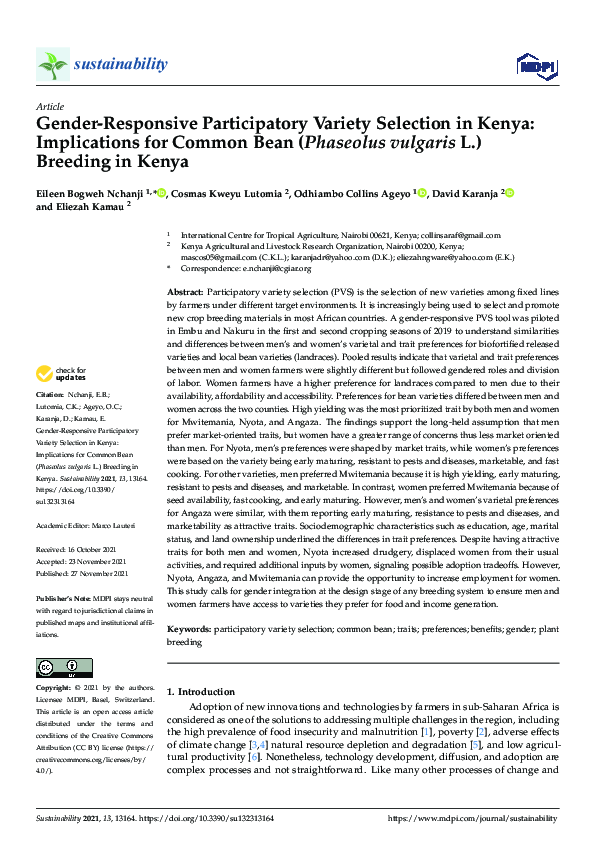 (PDF) Gender-Responsive Participatory Variety Selection in Kenya ...