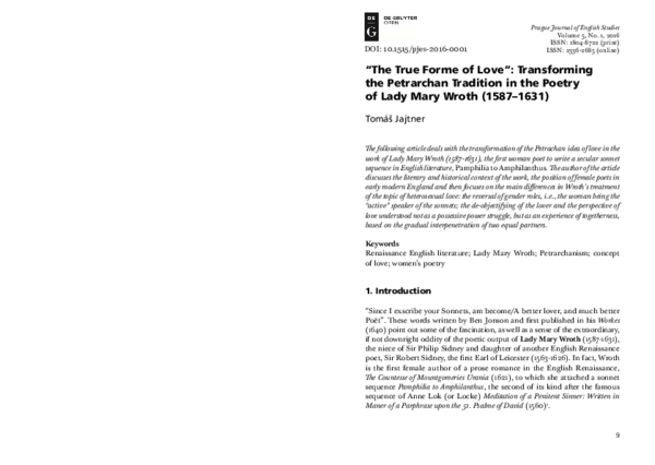 (PDF) “The True Forme of Love”: Transforming the Petrarchan Tradition ...