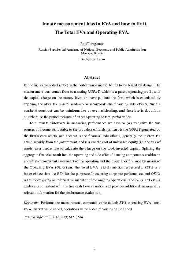 (PDF) Innate Measurement Bias in EVA and How to Fix It: The Story of ...