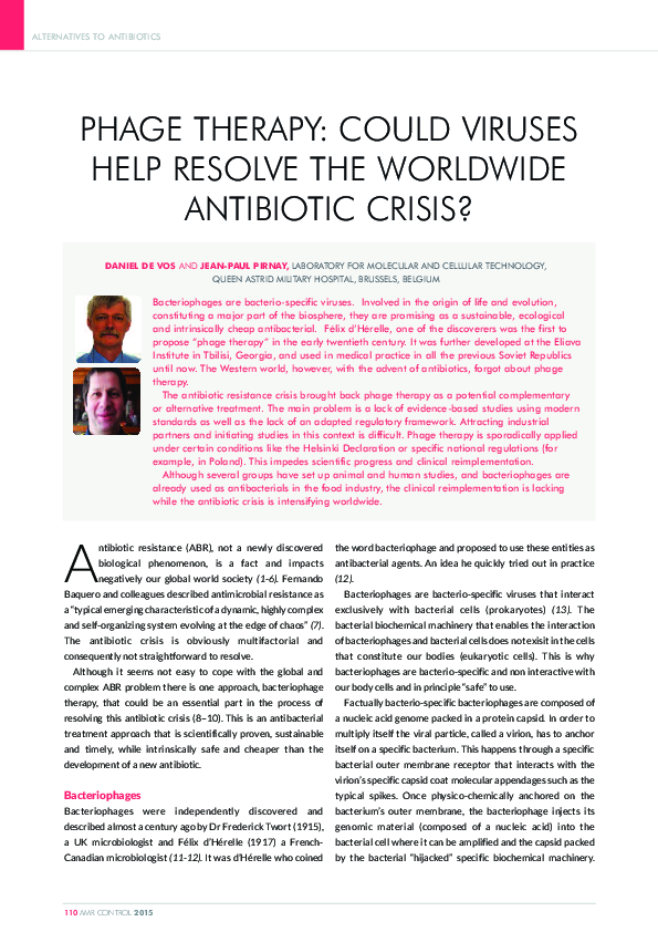(PDF) Phage Therapy : Could Viruses Help Resolve the Worldwide ...