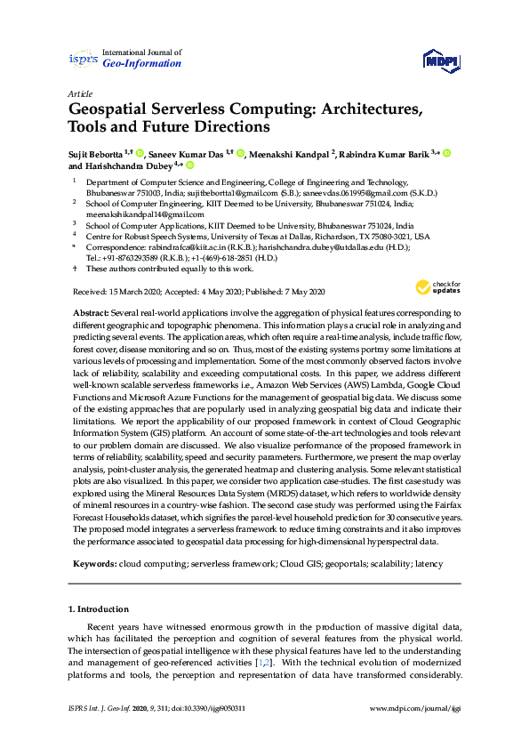 (PDF) Geospatial Serverless Computing: Architectures, Tools and Future Directions
