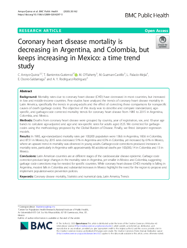 (PDF) Coronary heart disease mortality is decreasing in Argentina and ...