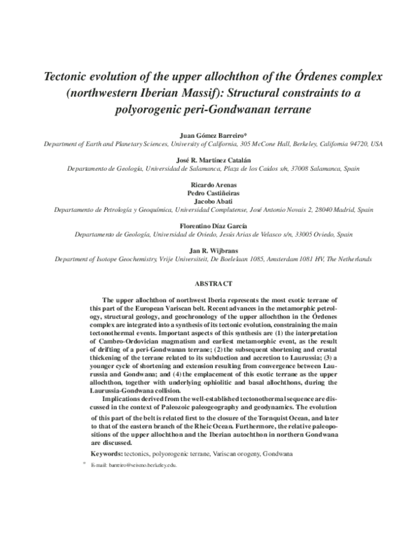 (PDF) Tectonic evolution of the upper allochthon of the Órdenes complex ...