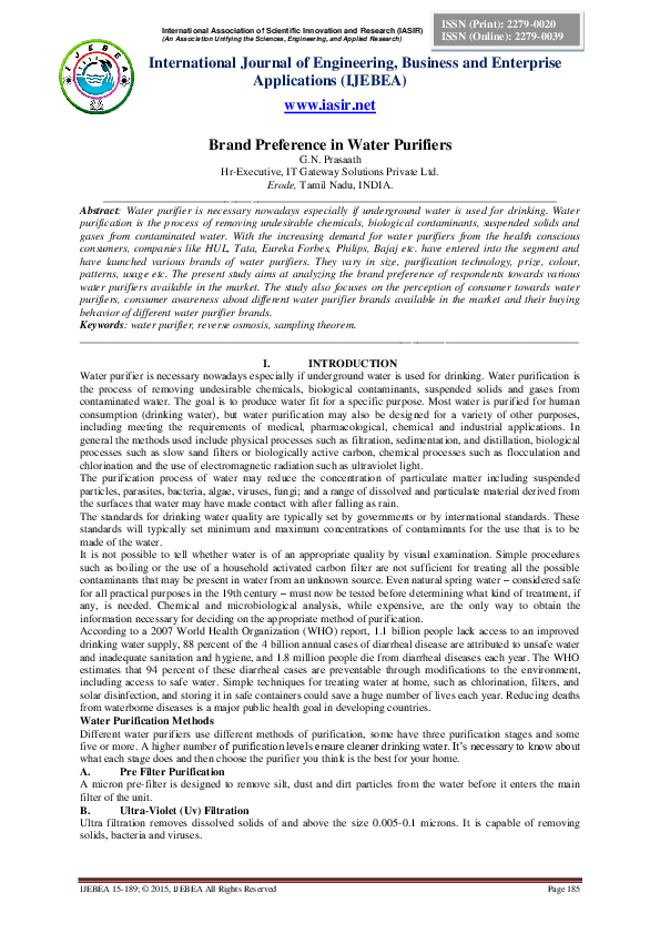(PDF) Brand Preference in Water Purifiers