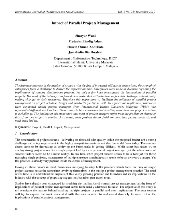 (PDF) Impact of Parallel Projects Management | Husein Moalin Abdullahi ...