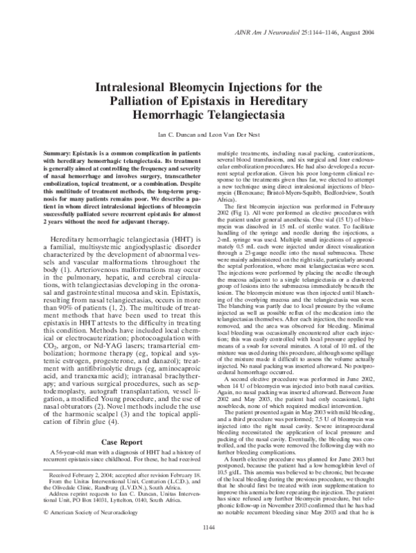 (PDF) Intralesional bleomycin injections for the palliation of ...