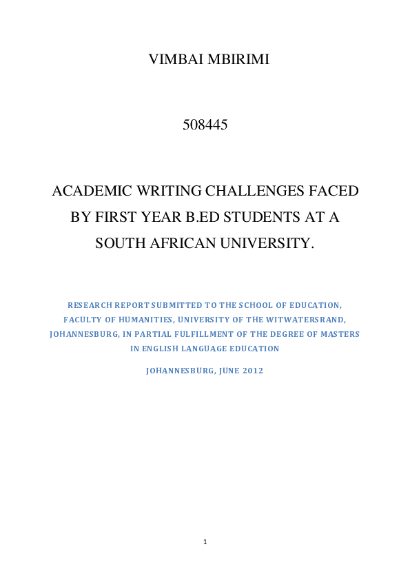 (PDF) Academic writing challenges faced by first year B.Ed students at ...