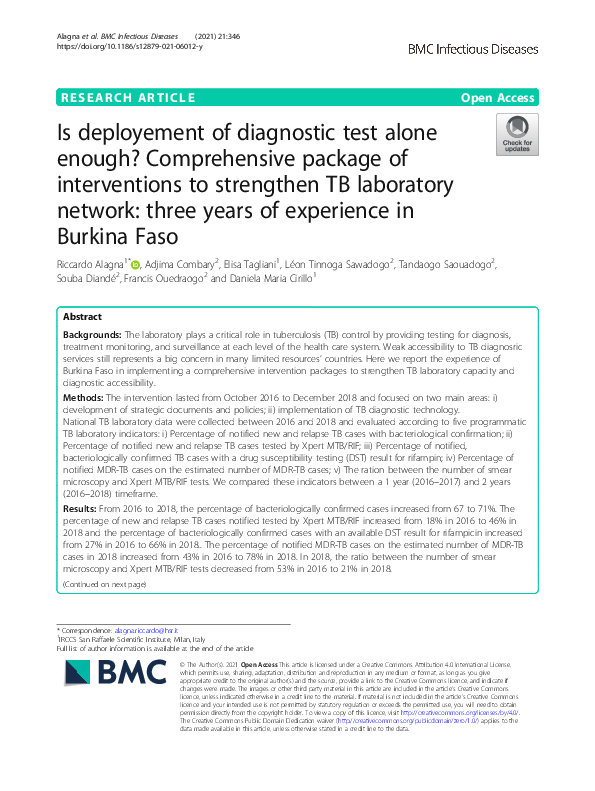 (PDF) Is deployement of diagnostic test alone enough? Comprehensive ...