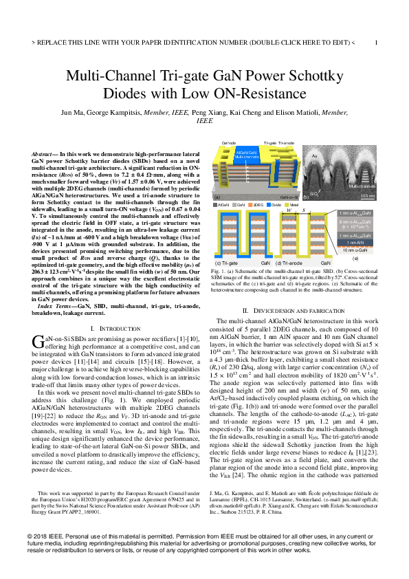 (PDF) Multi-Channel Tri-Gate GaN Power Schottky Diodes With Low ON ...