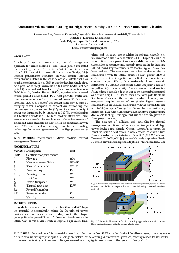 (PDF) Embedded Microchannel Cooling for High Power-Density GaN-on-Si ...