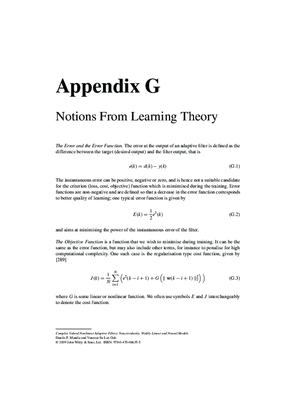 (PDF) Appendix G: Notions From Learning Theory | Vanessa goh - Academia.edu