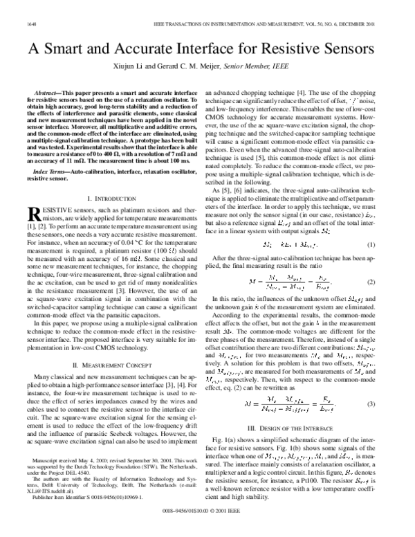 (PDF) A smart and accurate interface for resistive sensors