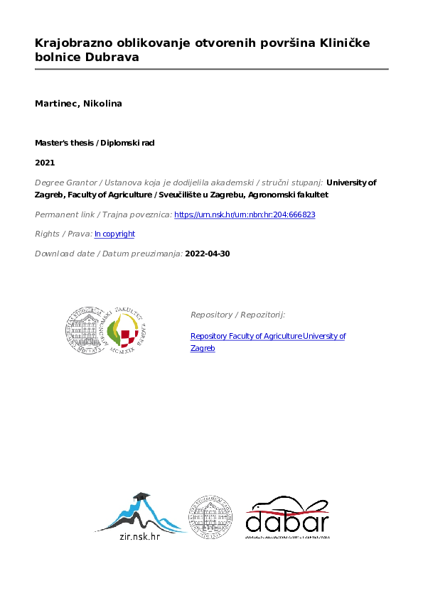 (PDF) Landscape design of Clinical hospital Dubrava open spaces