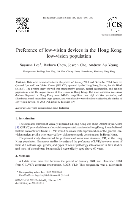 (PDF) Preference of low-vision devices in the Hong Kong low-vision ...