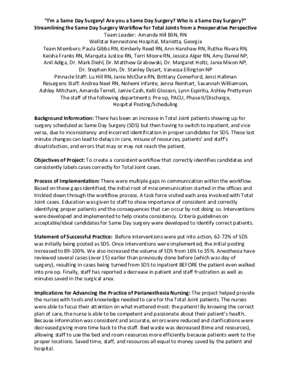 (PDF) “I’m a Same Day Surgery! Are you a Same Day Surgery? Who is a ...