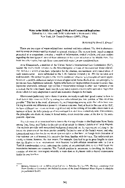 (PDF) Water in the Middle East: Legal, Political and Commercial ...