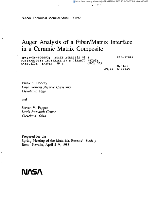 (PDF) Auger Analysis of a Fiber/Matrix Interface in a Ceramic Matrix ...