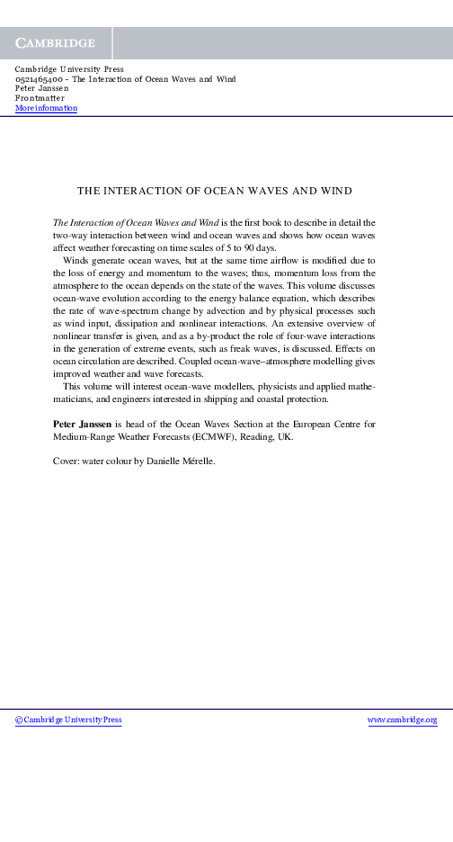 (PDF) The Interaction of Ocean Waves and Wind