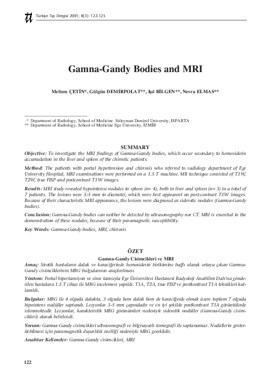 (PDF) Gamna-Gandy Bodies and MRI | Nevra Elmas - Academia.edu