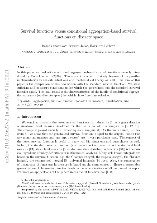 (PDF) Survival functions versus conditional aggregation-based survival ...