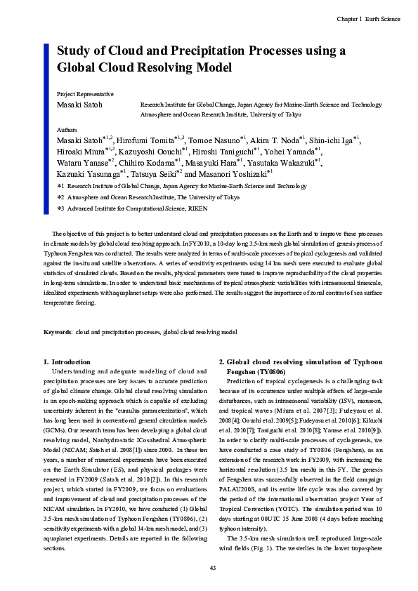 (PDF) Study of Cloud and Precipitation Processes using a Global Cloud ...