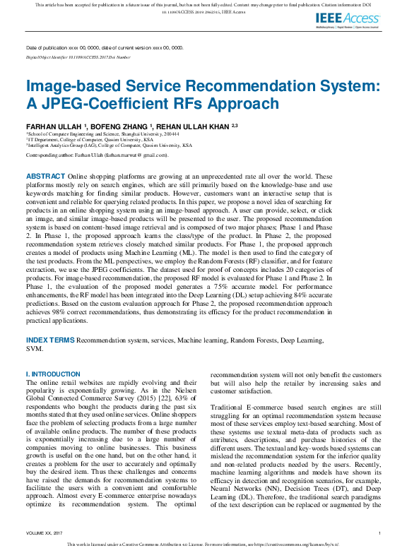 (PDF) Image-based Service Recommendation System: A JPEG-Coefficient RFs ...