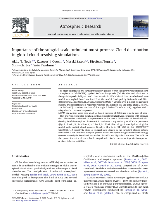 (PDF) Importance of the subgrid-scale turbulent moist process: Cloud ...
