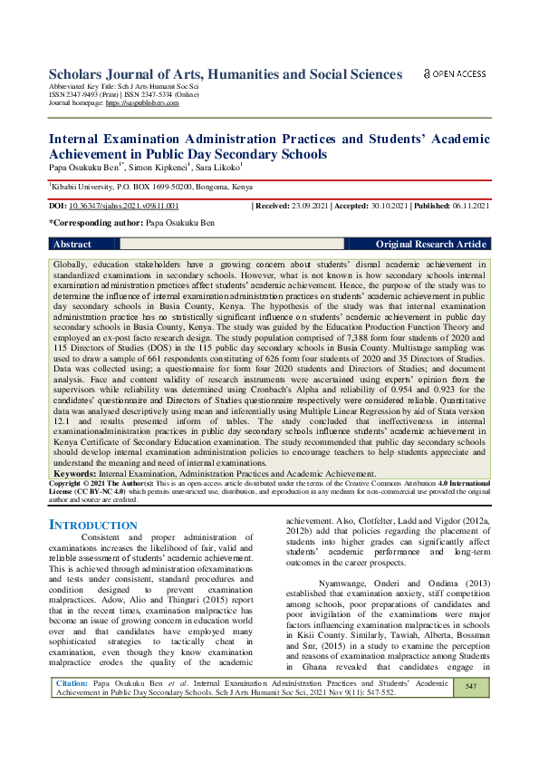 (PDF) Internal Examination Administration Practices and Students ...