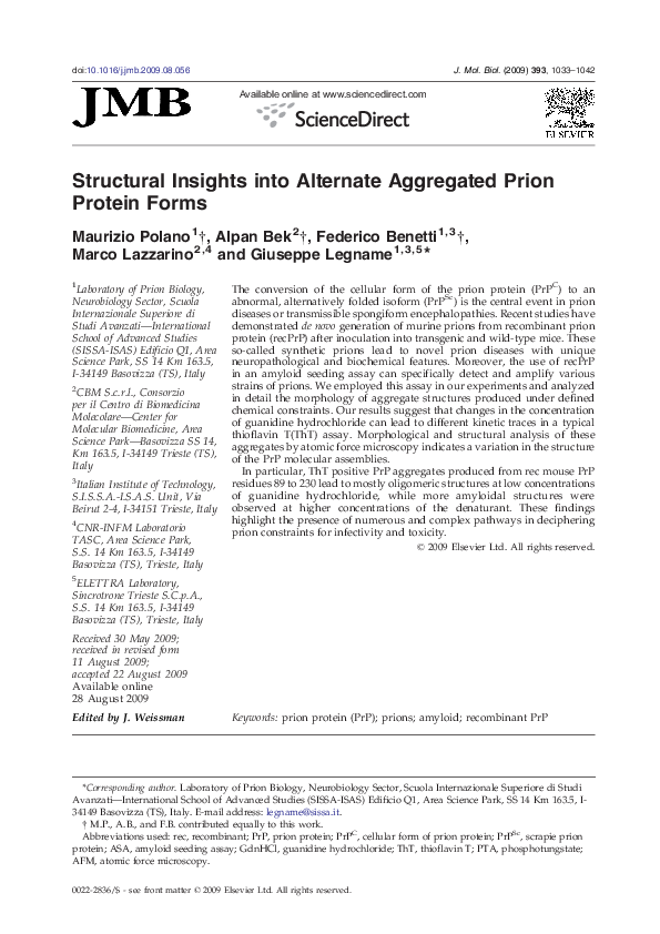 (PDF) Structural Insights into Alternate Aggregated Prion Protein Forms