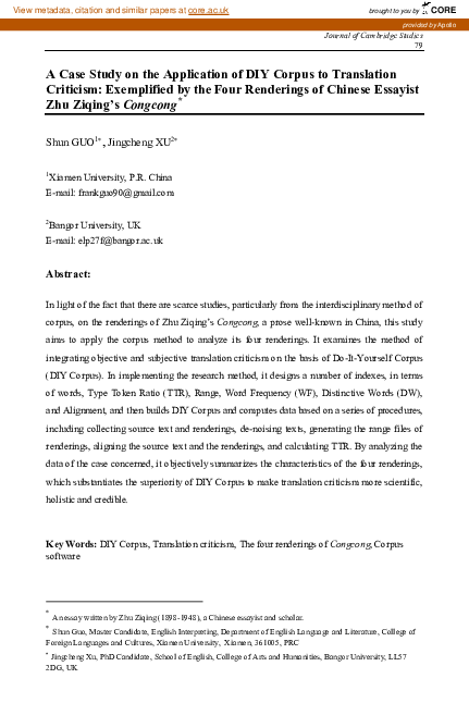 (PDF) A Case Study on the Application of DIY Corpus to Translation ...