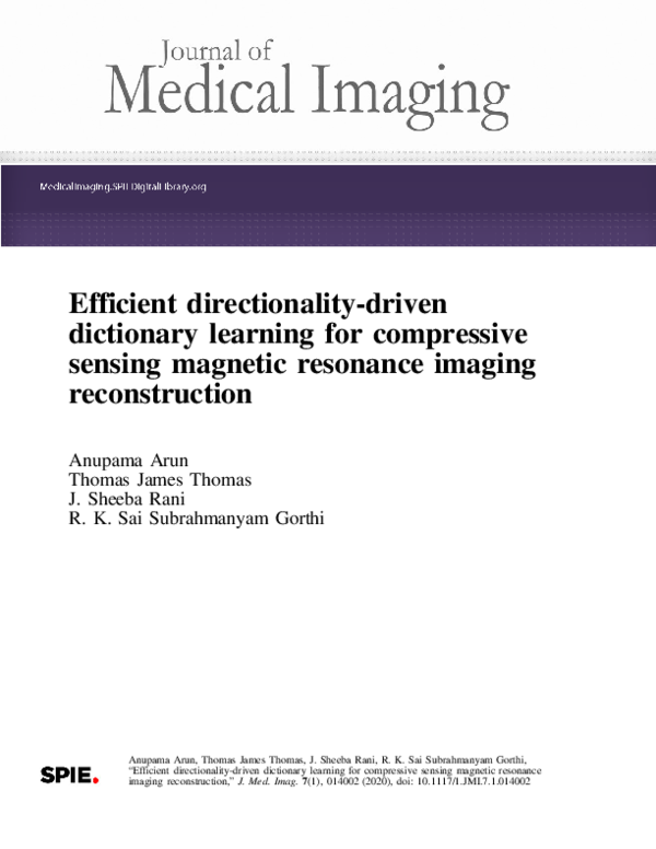 (PDF) Efficient directionality-driven dictionary learning for compressive sensing magnetic ...