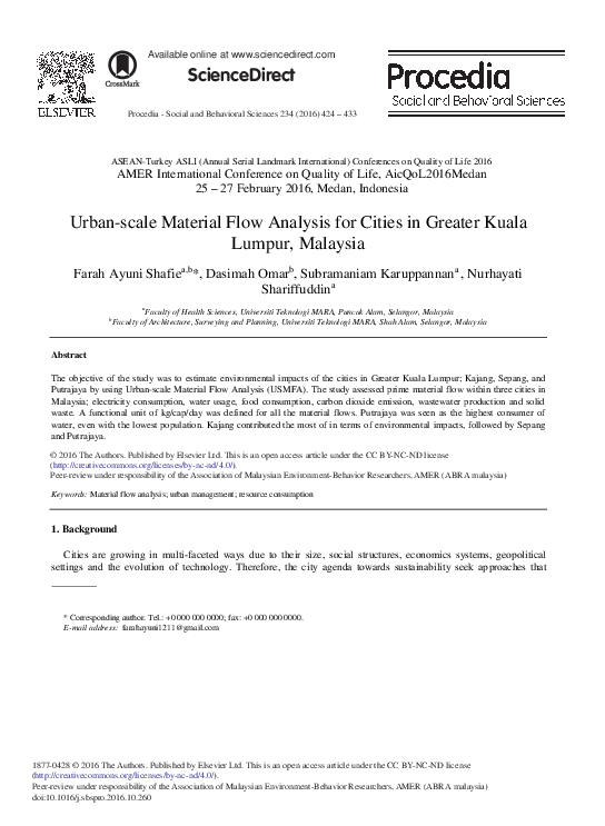 (PDF) Urban-scale Material Flow Analysis for Cities in Greater Kuala ...