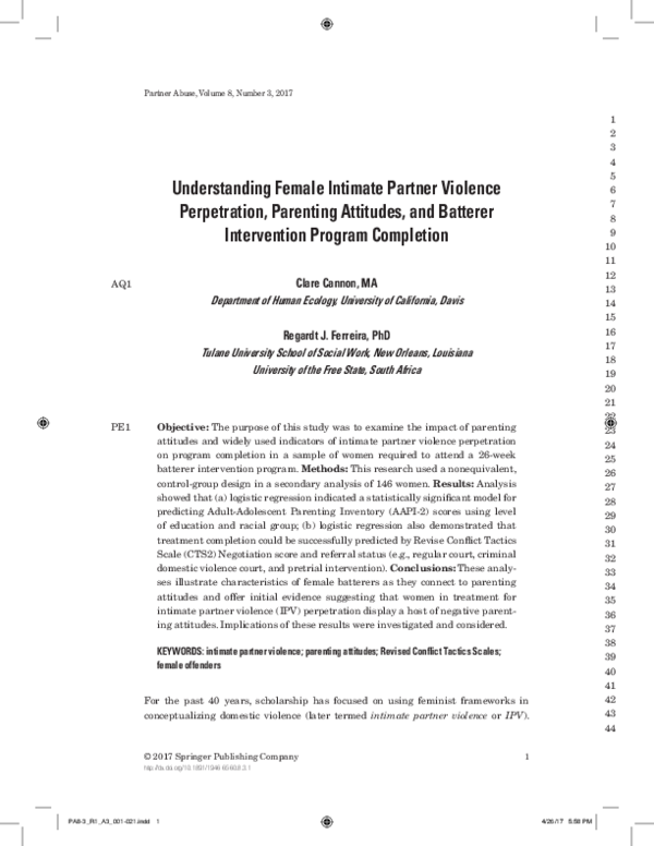 (PDF) Understanding Female Intimate Partner Violence Perpetration ...