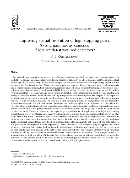 (PDF) Improving spatial resolution of high stopping power X- and gamma-ray cameras | Jean-Louis ...