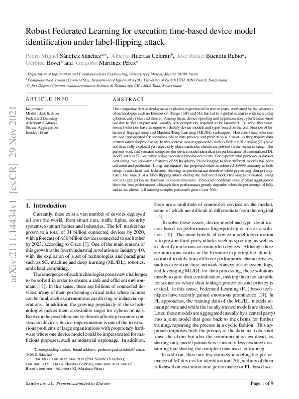 Pdf Robust Federated Learning For Execution Time Based Device Model